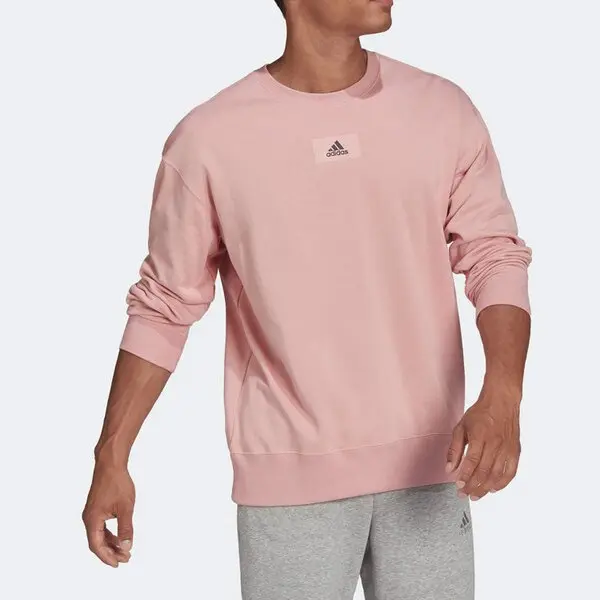 Adidas Loose Casual Printing Round Neck Pullover Couple Style Pink