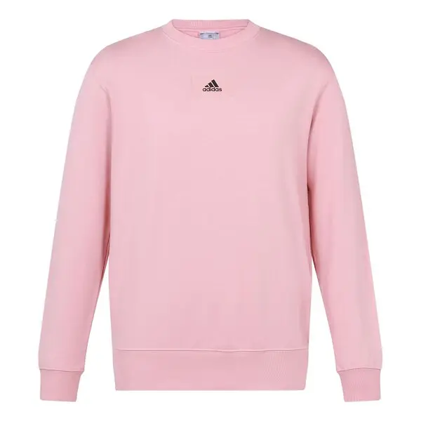 Adidas Loose Casual Printing Round Neck Pullover Couple Style Pink - Multi-color