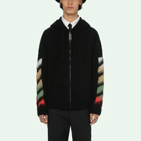Off-White Ss21 Suede Stripe Zip-up Hoodie