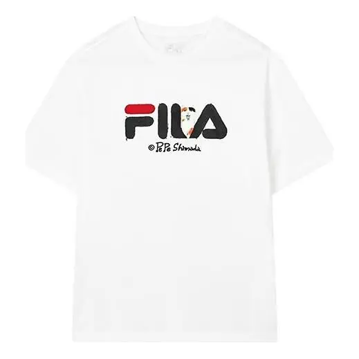 FILA X Pepe Shimada Crossover Casual Breathable Printing Sports Short Sleeve White T-shirt - Default Color