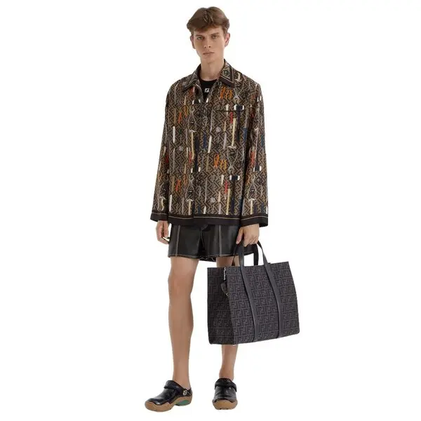 Fendi Ff Jacquard Shopper Bag - Black