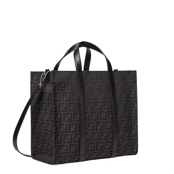 Fendi Ff Jacquard Shopper Bag - Black