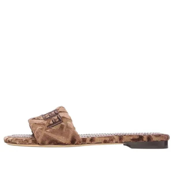 Fendi Sunshine Velvet Slide - Brown