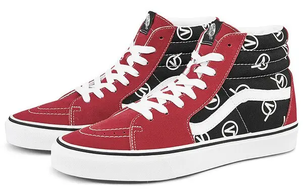 VANS Sk8-hi 'circle V' High Top Sneakers - Black/red