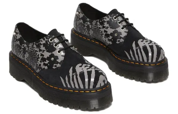 Dr. Martens 1461 Animal Clash Leather & Suede Platform Shoes