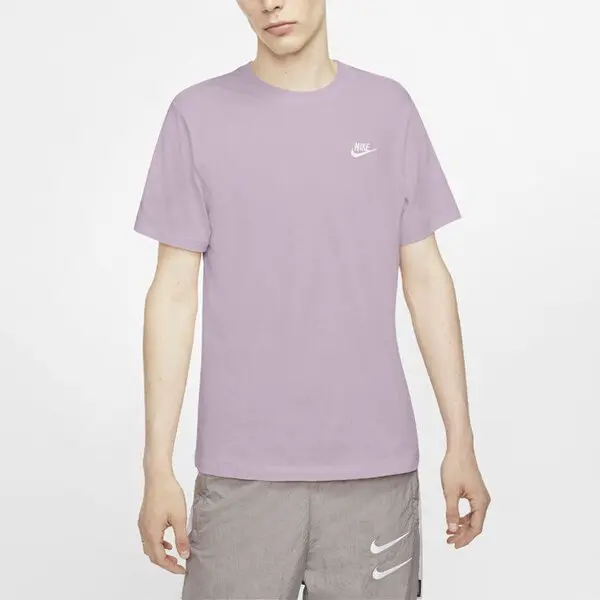 Nike Club Embroidered Small Round Neck Short Sleeve Purple - Lavender