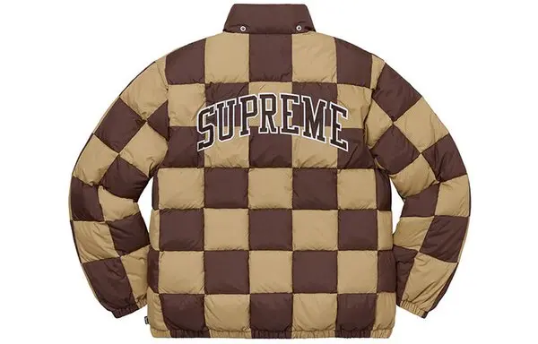 Supreme Checkerboard Puffer Jacket - Yellowbrown