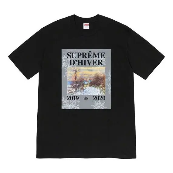 Supreme Fw19 Week 17 Dhiver Tee Winter Scene Printing Short Sleeve - Black