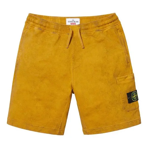 Supreme Ss19 X Stone Island Sweatshort Crossover Cargo Shorts - Yellow