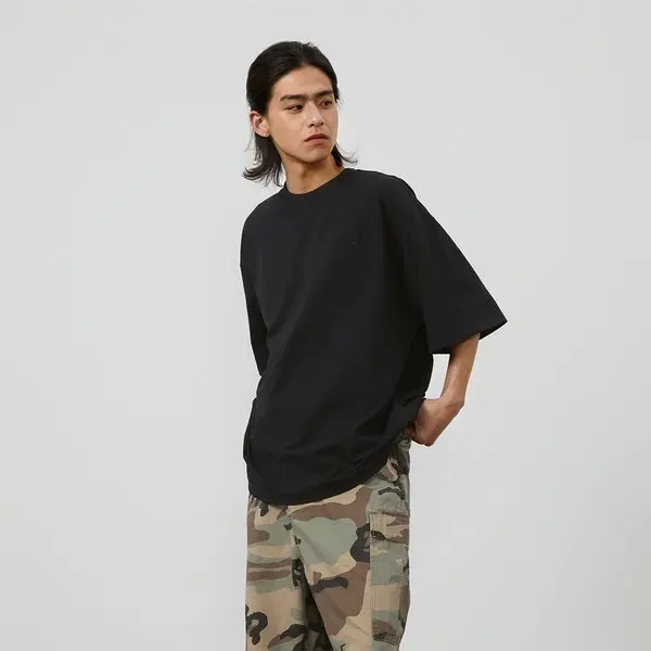 NEW BALANCE Linear Heritage Brushed Back Jersey Oversized T-shirt - Black