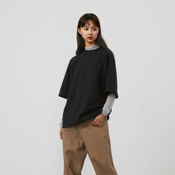 NEW BALANCE Linear Heritage Brushed Back Jersey Oversized T-shirt - Black