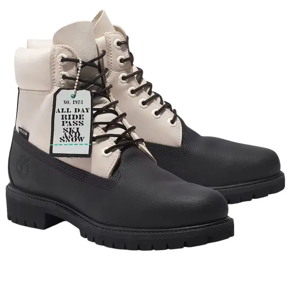 Timberland 6 Inch Premium Waterproof Leather Boots - Black/white