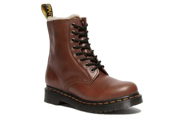 Dr. Martens 1460 Serena Faux Fur Lined Leather Lace Up Boots - Tan