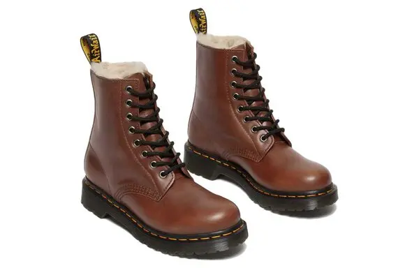 Dr. Martens 1460 Serena Faux Fur Lined Leather Lace Up Boots - Tan