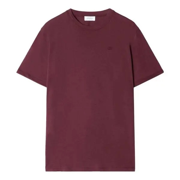 Off-White Logo-embroidered Cotton T-shirt - Burgundy