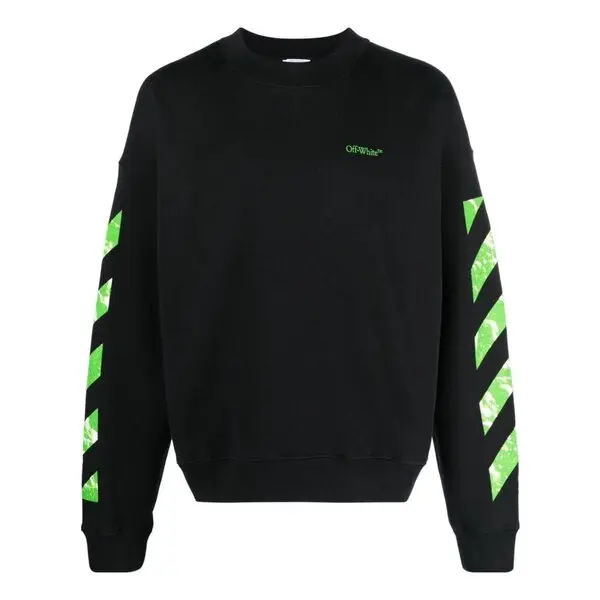 Off-White Diag Stripe Cotton Sweatshirt - Black/green