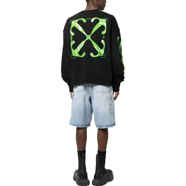 Off-White Diag Stripe Cotton Sweatshirt - Black/green