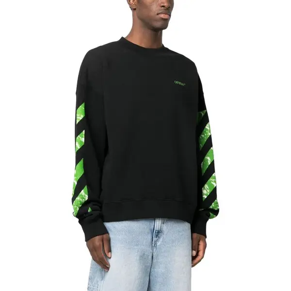 Off-White Diag Stripe Cotton Sweatshirt - Black/green