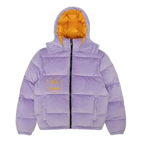 Drew House Plush Hooded Puffer Jacket - Lavender
