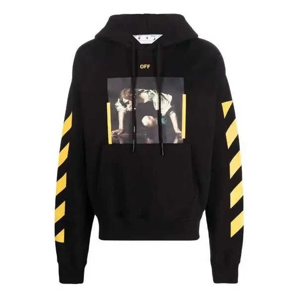Off-White Caravaggio Print Hoodie - Black/yellow