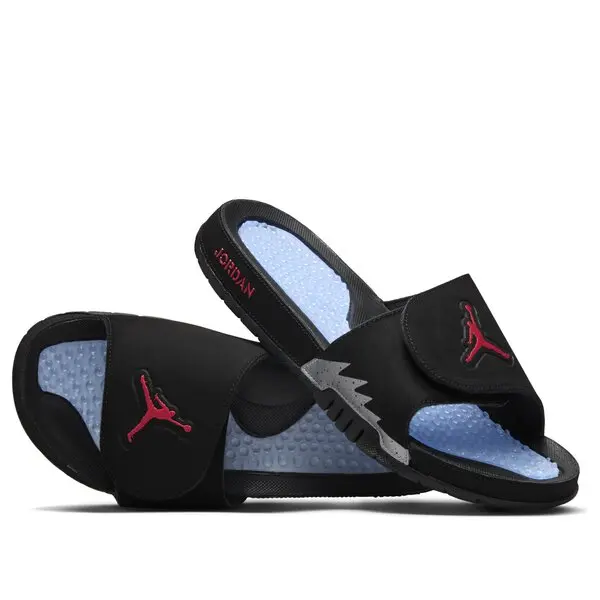 JORDAN Air Hydro Slides Metallic Accents - Black/fire Red/metallic Silver