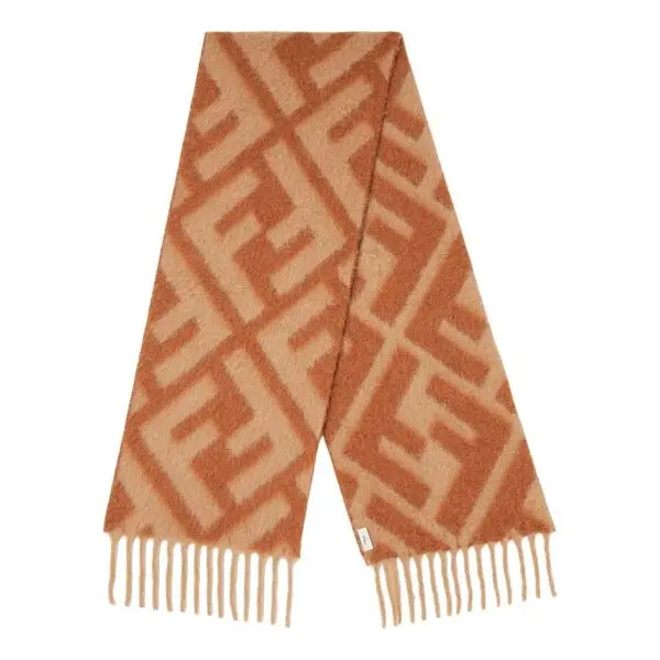 Fendi Fw25 Ff Scarf Ff Alpaca And Wool Scarf - Brown