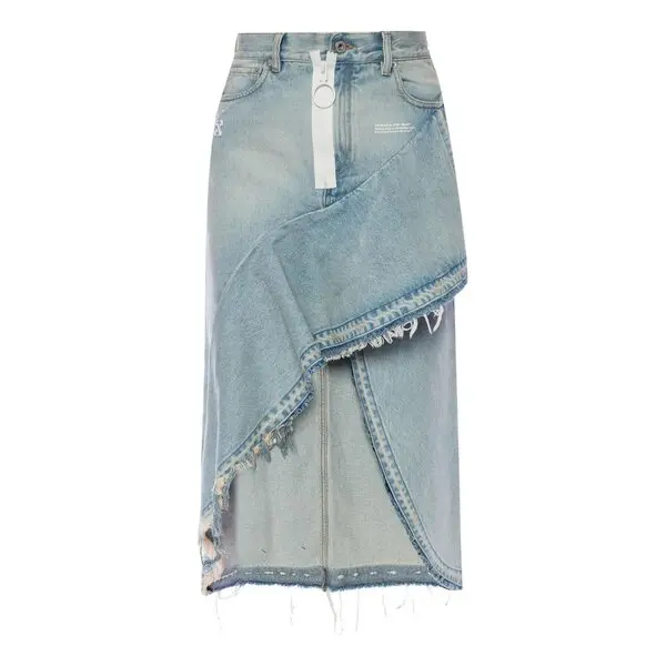 Off-White Asymmetric Zip-up Denim Skirt - Blue