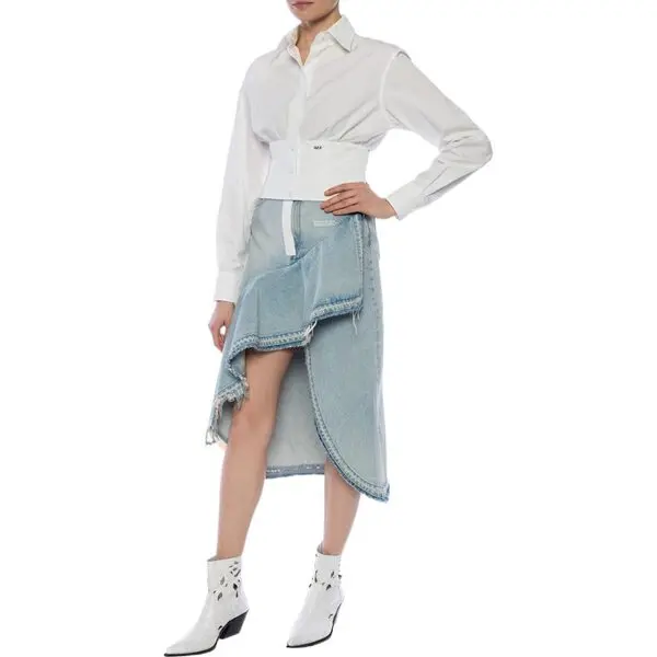 Off-White Asymmetric Zip-up Denim Skirt
