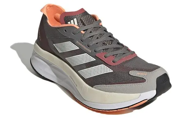 Adidas Adizero Boston 11 Athletic Sneakers - Grey/orange/white