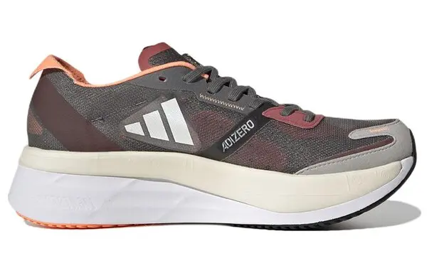 Adidas Adizero Boston 11 Athletic Sneakers - Grey/orange/white