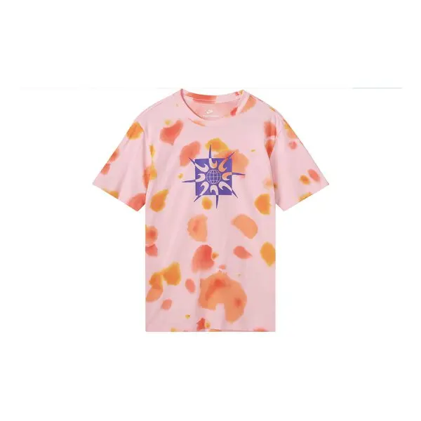 Nike Tie Dye Geometry Pattern Casual Round Neck Short Sleeve Orange T-shirt - Multi-color