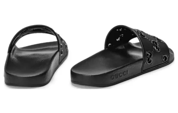 Gucci Rubber Gg Slide Sandals - Black