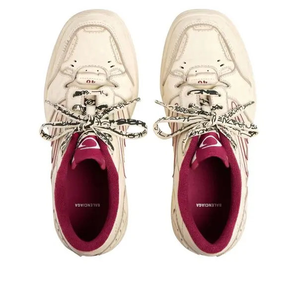 Balenciaga Hamptons Sneakers - Off White/red