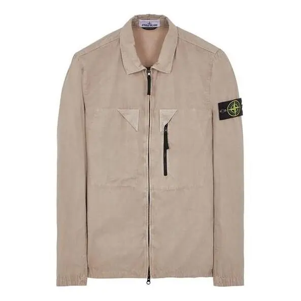 Stone Island Brushed Cotton Canvas Zip Shirt Jacket - Dove Grey