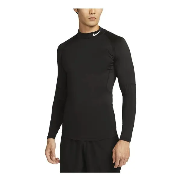 Nike Dri-fit Fitness Mock-neck Long-sleeve Top 'black - Black/multi-color