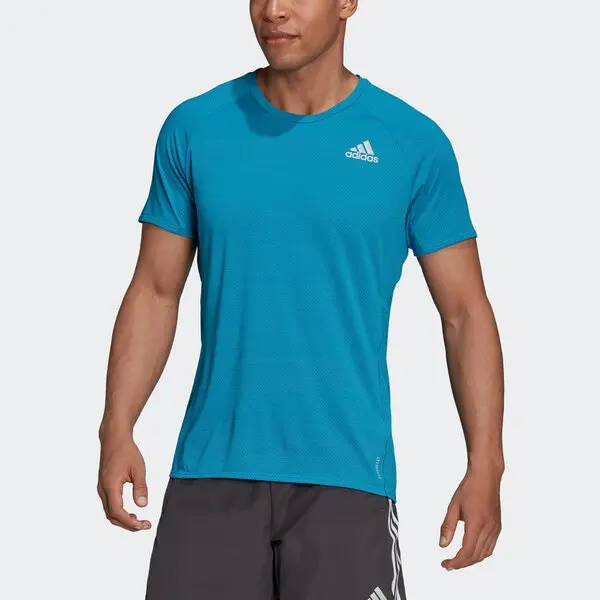 Adidas Adi Runner Short Sleeve Tee With Reflective Stripes - Dark Sky Blue