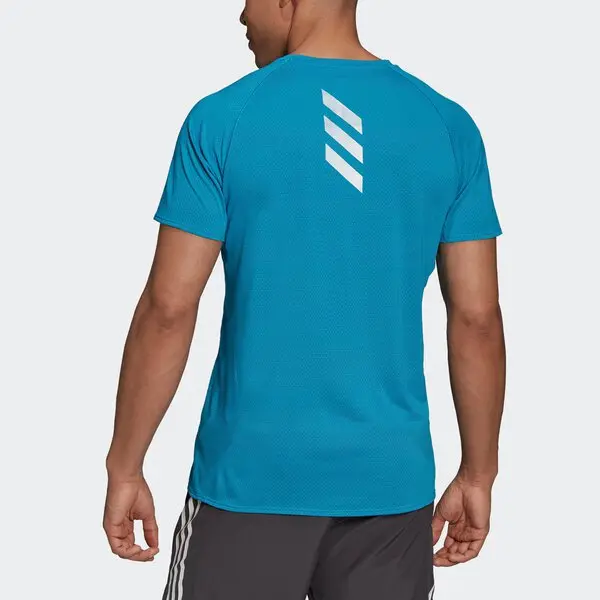 Adidas Adi Runner Short Sleeve Tee With Reflective Stripes - Dark Sky Blue