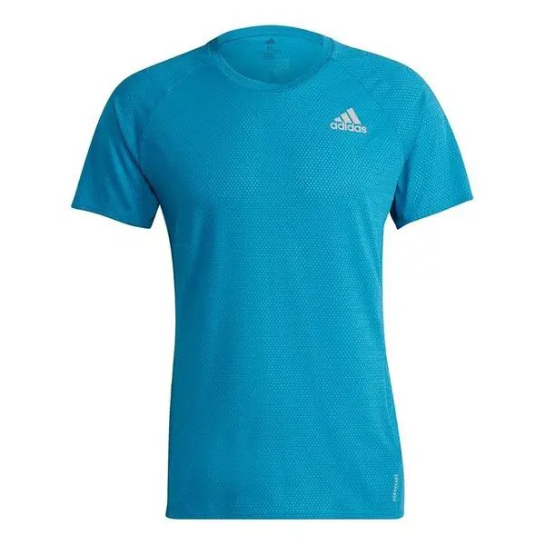 Adidas Adi Runner Short Sleeve Tee With Reflective Stripes - Dark Sky Blue