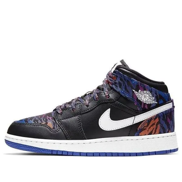 JORDAN 1 Mid Se "tiger Stripe" Sneakers - Black-white-rush Violet
