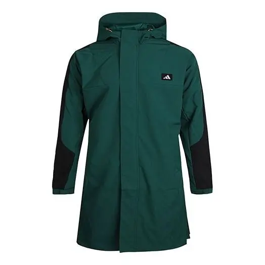 Adidas Casual Sports Windproof Fleece Lined Stay Warm Hooded Windbreaker Jacket - Green