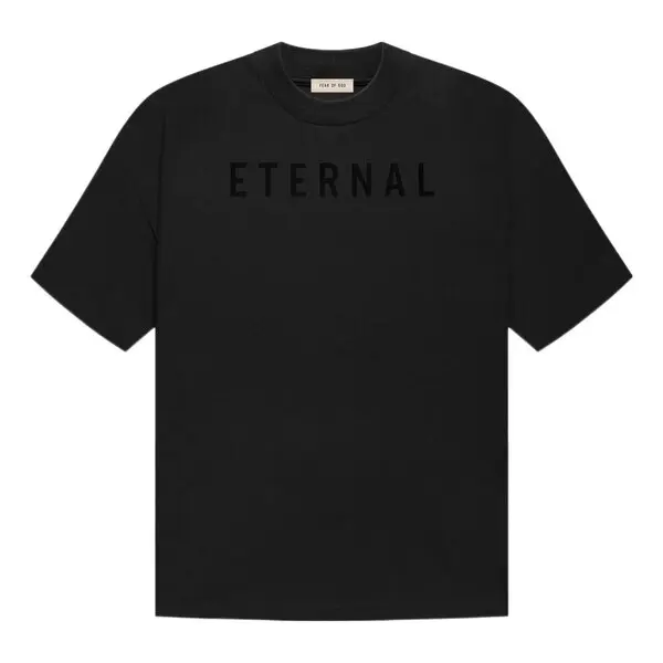 Fear Of God Logo Flocked Crewneck T-shirt - Black