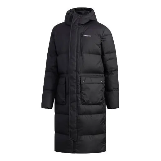 Adidas Neo High Collar Long Down Jacket - Black