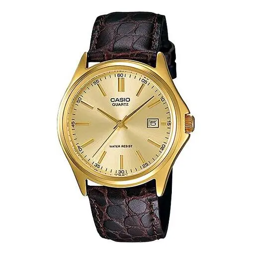 Casio Quartz Analog Watch With Leather Strap - Gold