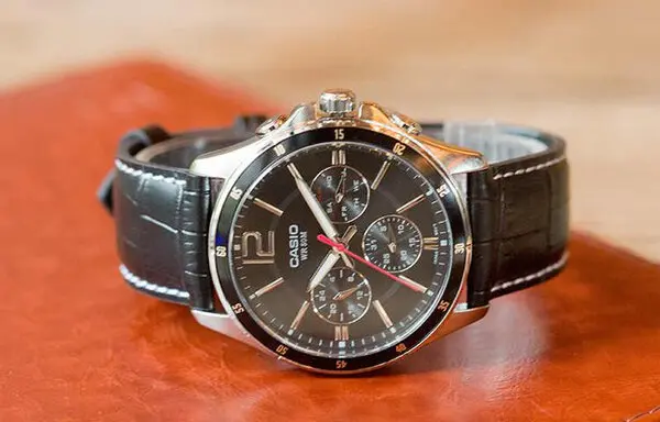 Casio Analog Watch With Leather Strap