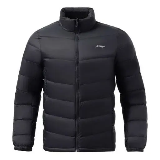 LI-NING Down Jacket With Stand Collar And Zip-up Closure - Black