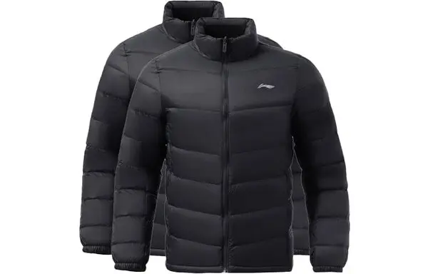 LI-NING Down Jacket With Stand Collar And Zip-up Closure - Black
