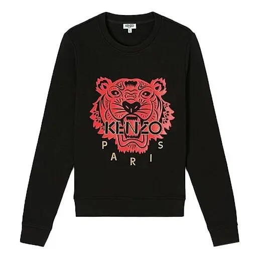 Kenzo Tiger Head Crewneck Long Sleeve Sweatshirt - Black
