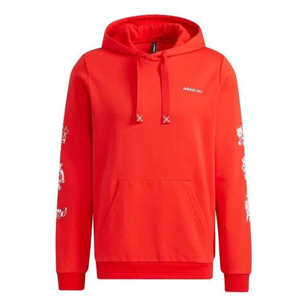 Adidas Neo Artist Print Hooded Sweatshirt - Red