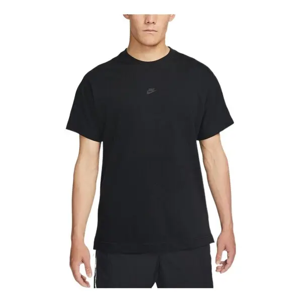 Nike Solid Color Logo Round Neck Pullover Short Sleeve Black T-shirt - Default Color