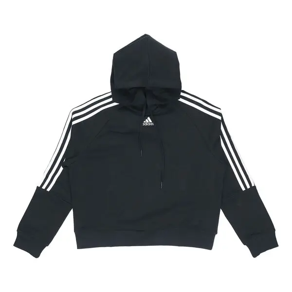 Adidas Cropped 3-stripes Hoodie - Black